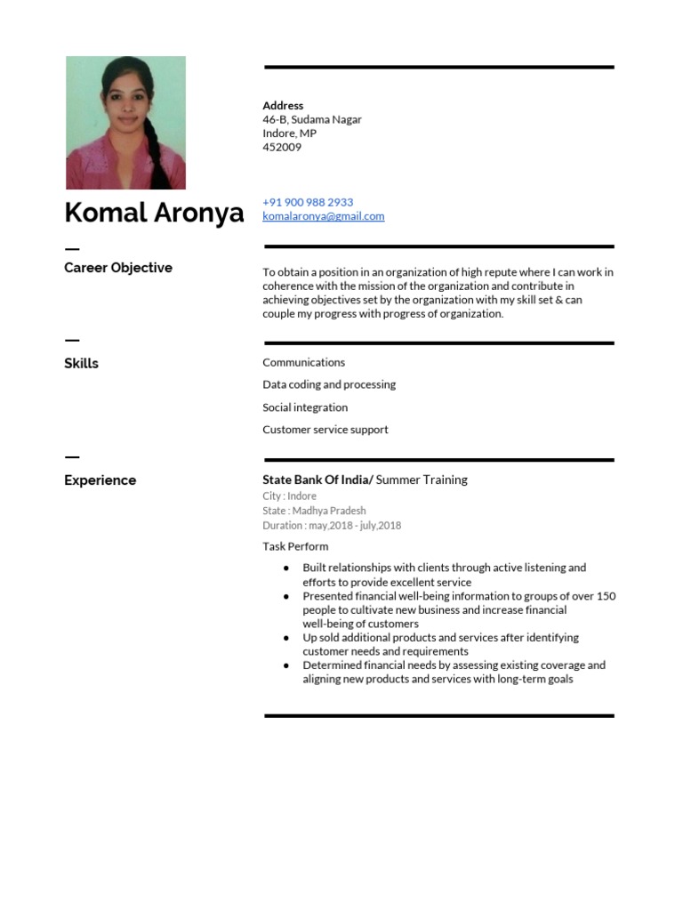 Komal Resume | PDF | Cognition