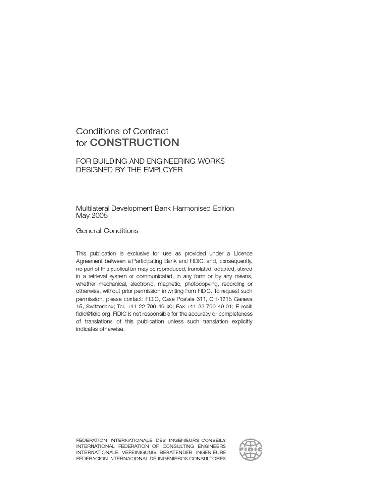 FIDIC MDB Harmonised Construction Contra | Download Free PDF | Employment | Specification ...