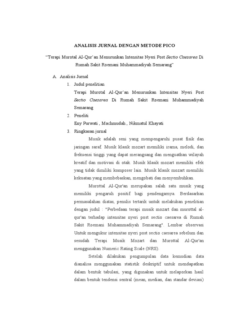 Analisis Jurnal Dengan Metode Pico | PDF | Kesehatan Holistik