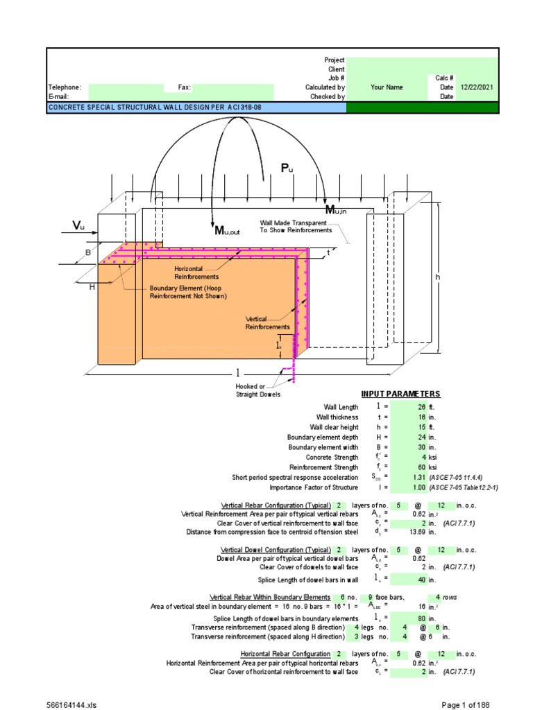 Concrete Special Structural Wall ACI 318-08 | PDF | Buckling | Bending