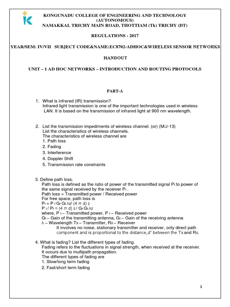 AWSN Materials | PDF | Routing | Wireless Ad Hoc Network