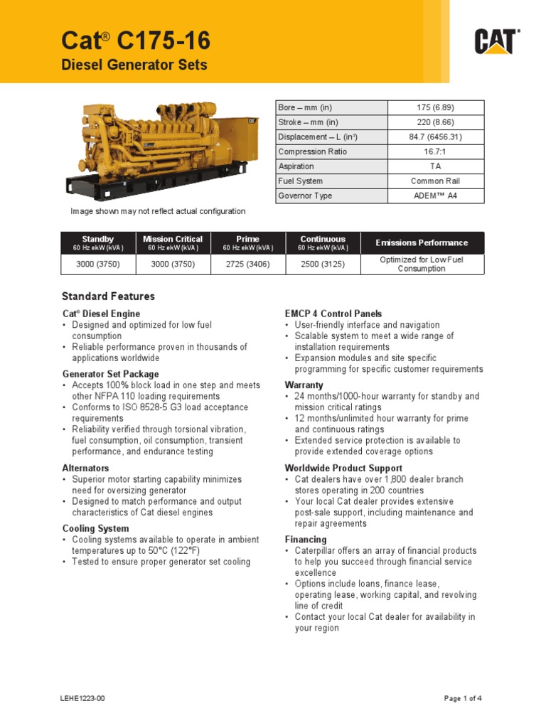 Cat C175-16: Diesel Generator Sets | PDF | Physical Quantities ...