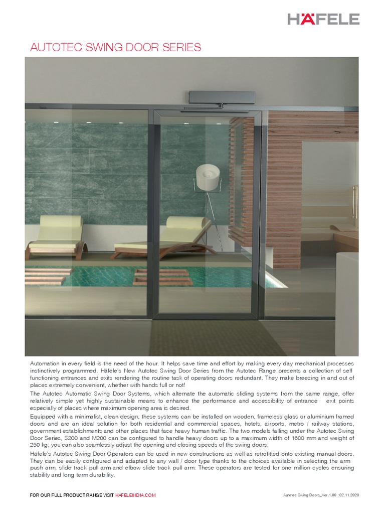 Autotec Automatic Swing Door Systems | PDF | Door | Electrical Engineering