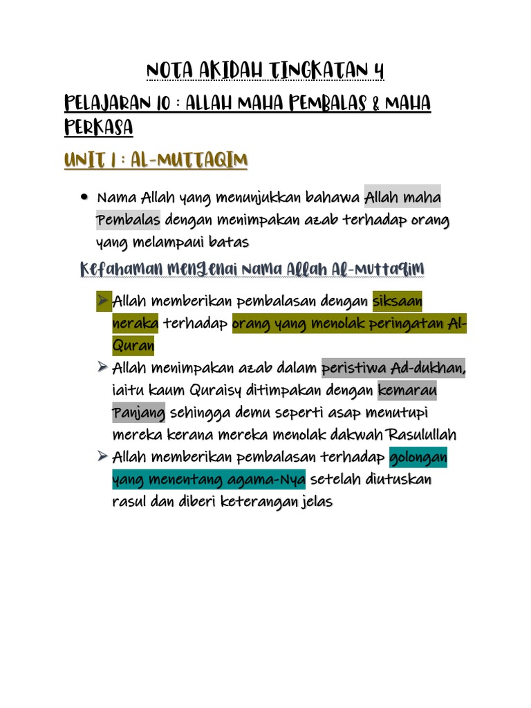 Nota Akidah Tingkatan 4 & 5 | PDF
