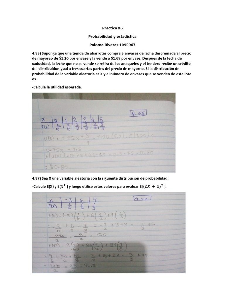 Practica#6 Probabilidad | PDF | Variable aleatoria | Probabilidad