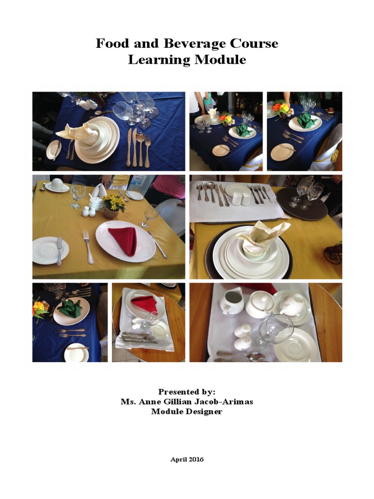 Food and Beverage Course Learning Module | PDF | Tableware | Food And Drink