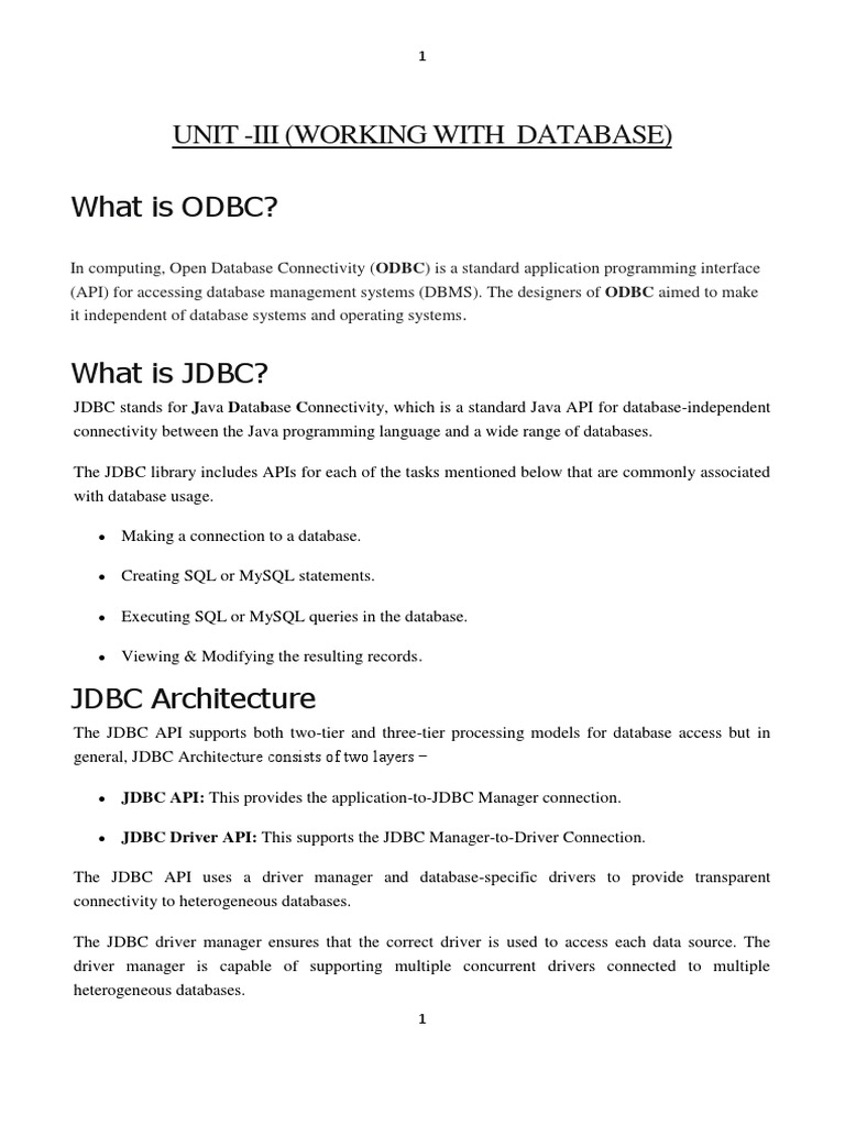 JDBC Notes | PDF | Databases | Computing