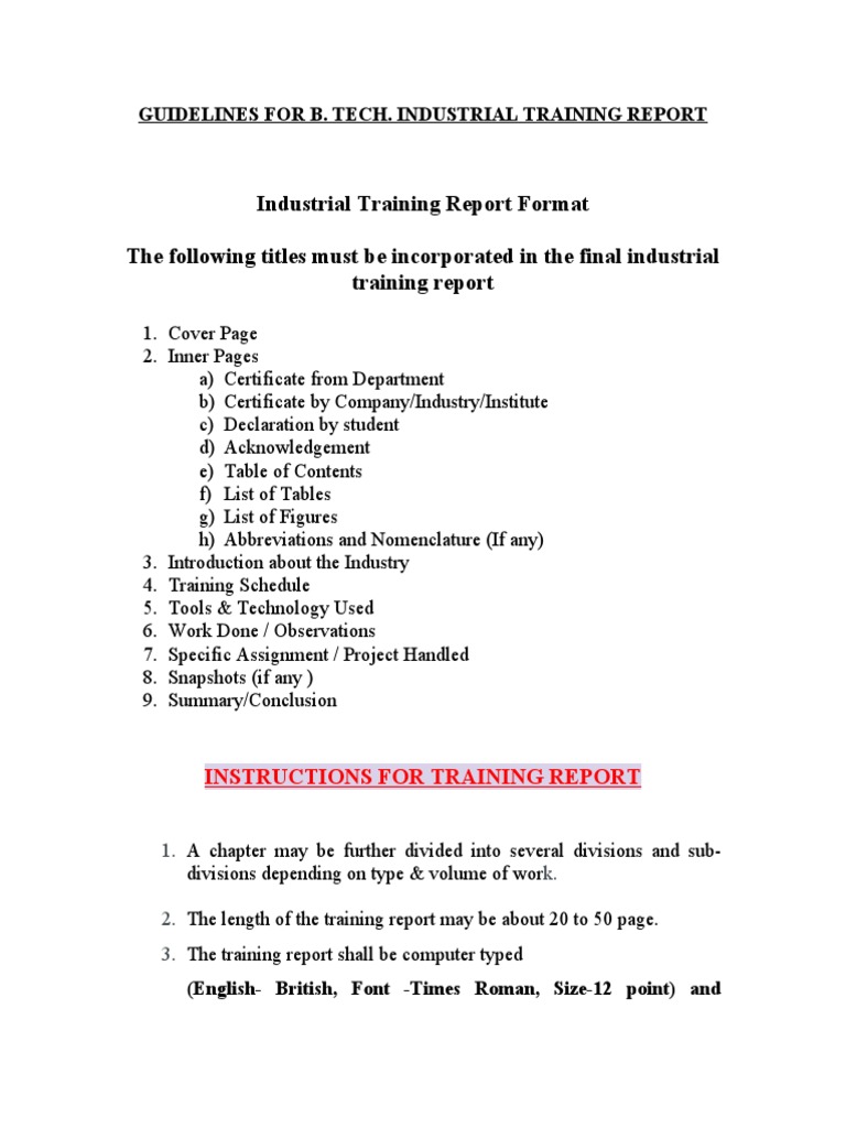 Summer Training - Report - Format CSE | PDF | Times New Roman ...