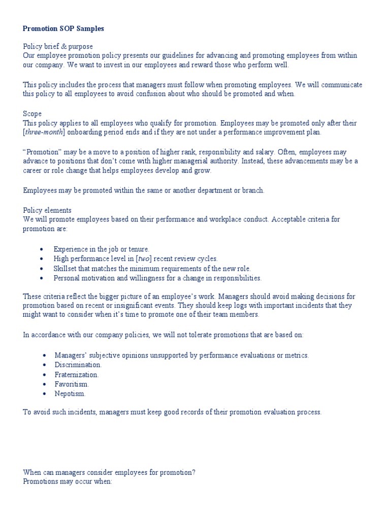 Employee Promotion Policy Overview | PDF | Performance Appraisal ...