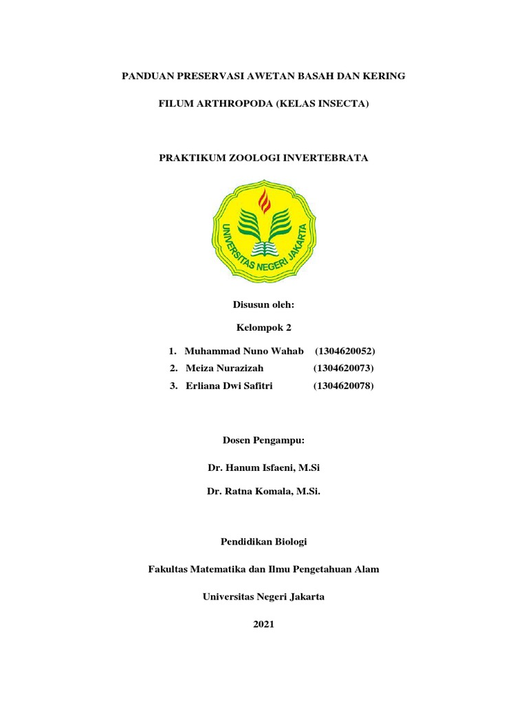 Kelompok 2 - Praktikum Zoologi Invertebrata - Panduan Preservasi Awetan ...