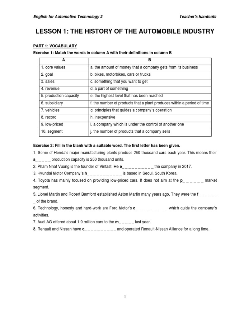 Lesson 1: The History of The Automobile Industry | PDF | Volkswagen ...