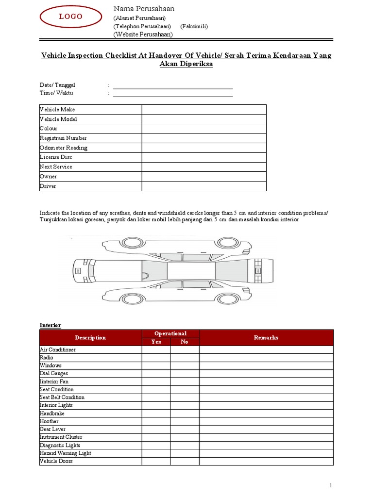 (Bizform) Formulir Pemeriksaan Kendaraan 2 | PDF | Vehicles | Brake