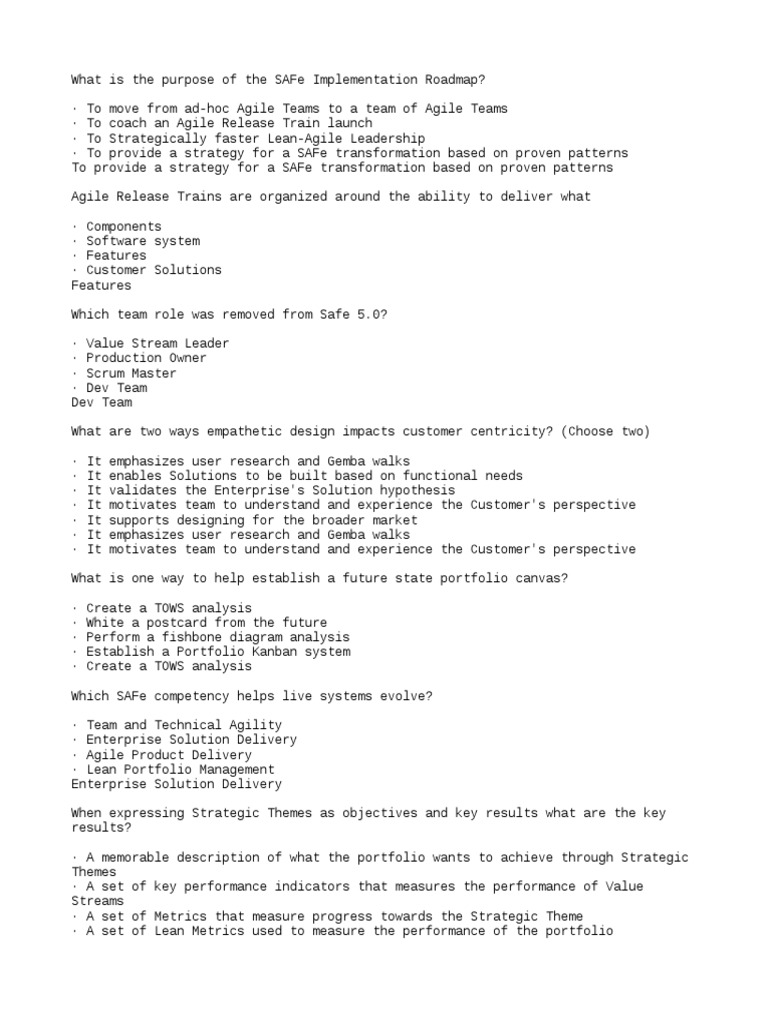 SAfe QUestions | PDF | Agile Software Development | Innovation