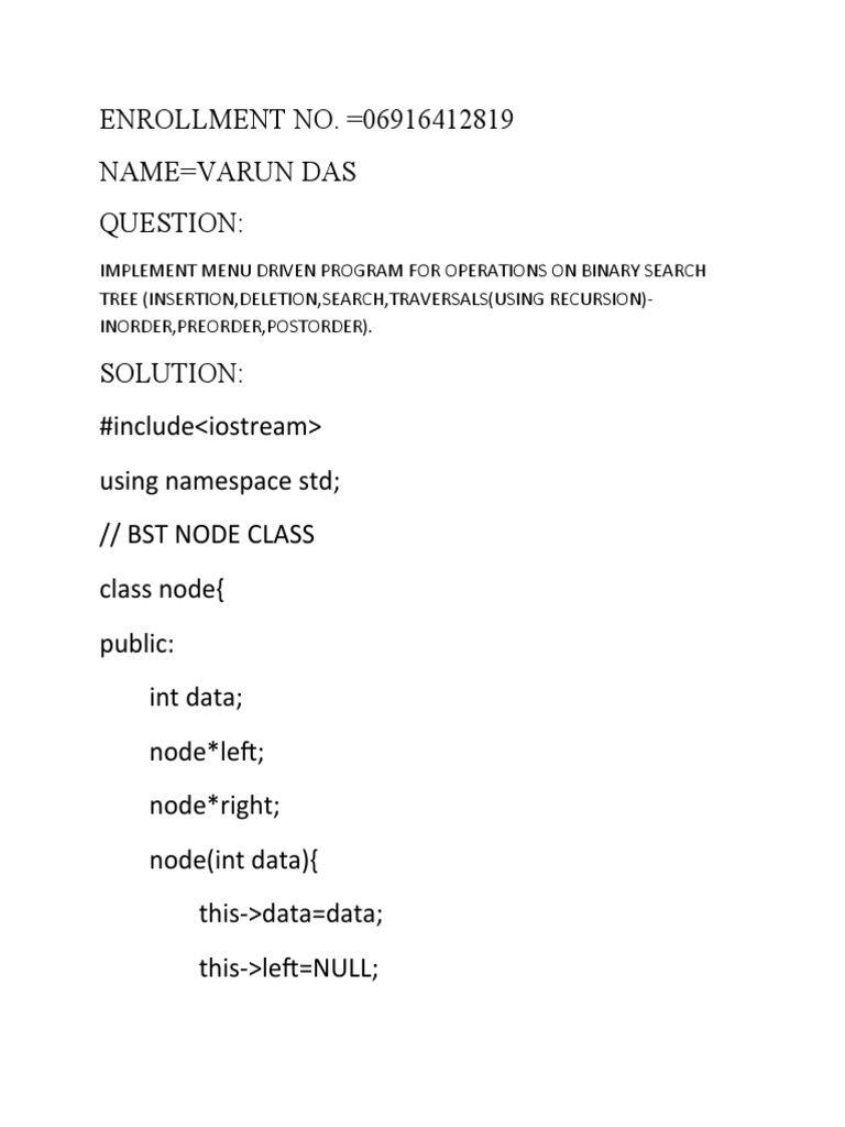Binary Search Tree Operations Program | PDF | Computer Science | Computing