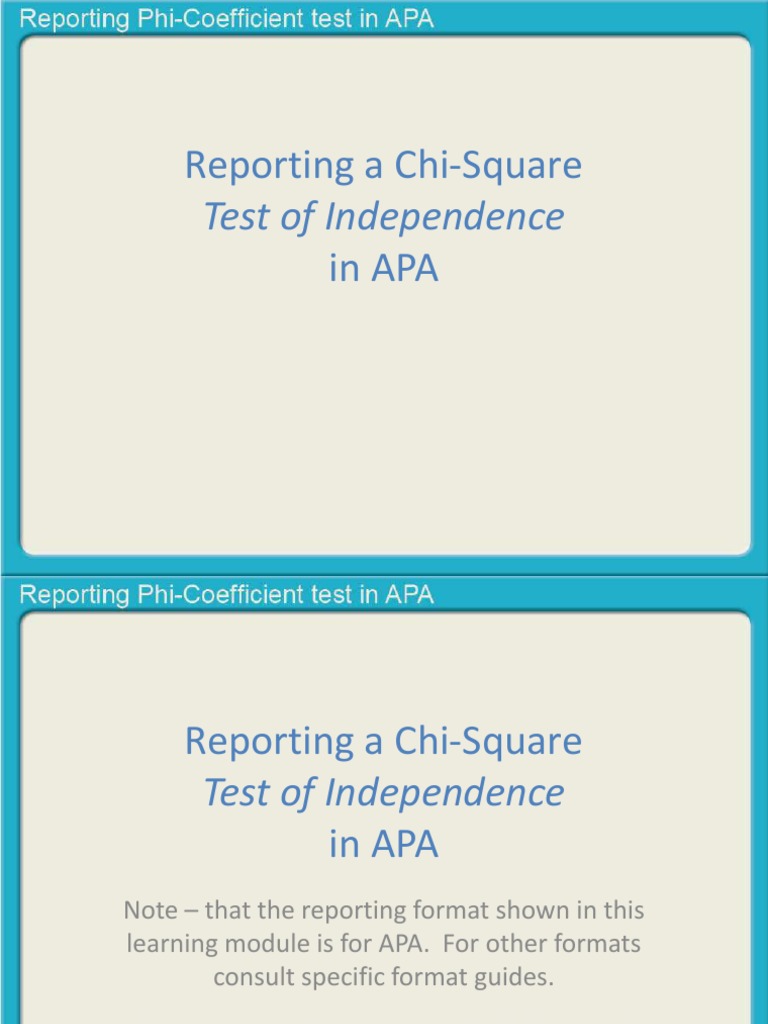 Reporting Chi-Square Test of Independence in Apa | PDF | Chi Squared ...