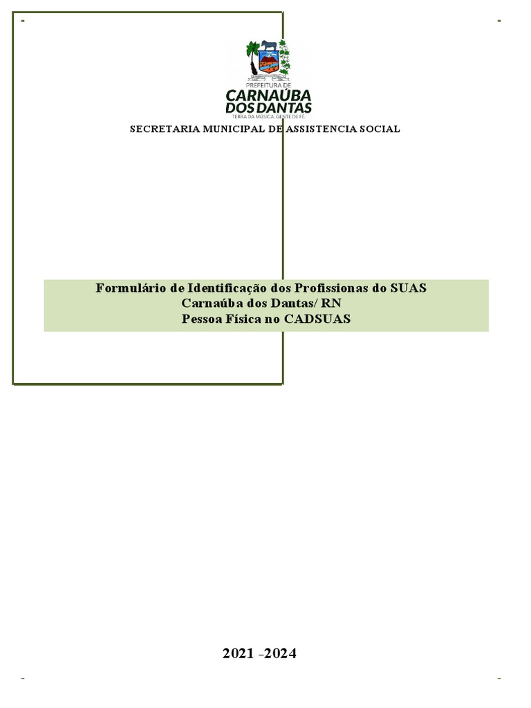 Formulario - Pessoa Fisica - CADSUAS | PDF
