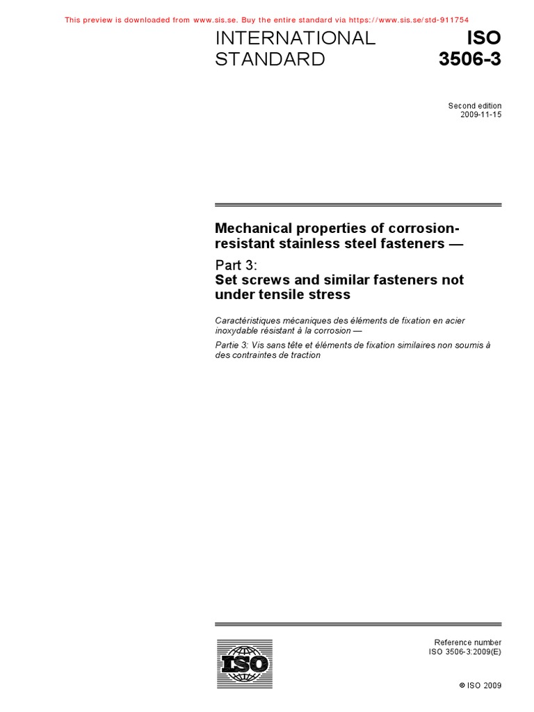 Iso 3506 3 2009 en PDF | PDF | Screw | Stainless Steel