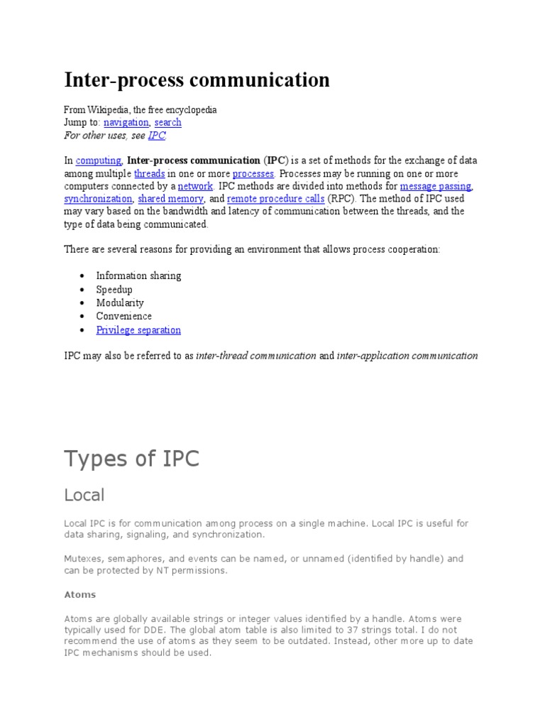 Inter-Process Communication: Types of IPC | PDF | Digital Signal ...