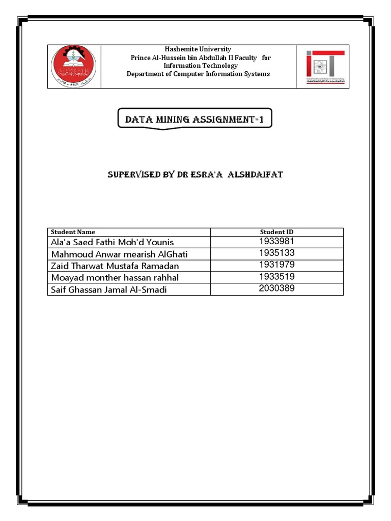 Data Mining Assignment-1: Supervised by DR Esra'A Alshdaifat | PDF | Outlier | Applied Mathematics