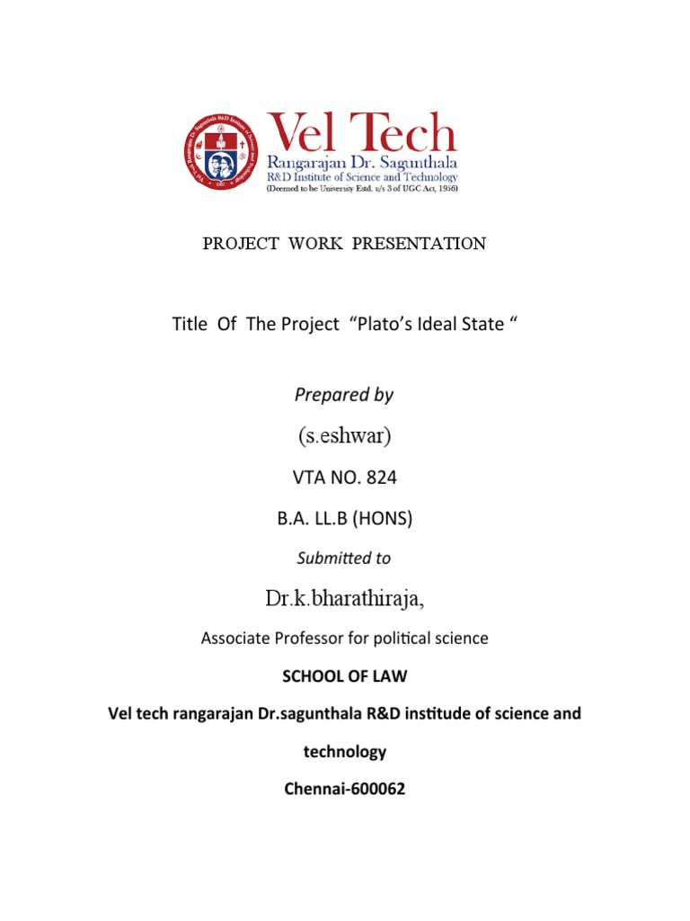 Title of The Project "Plato's Ideal State " | PDF | Science | Academia