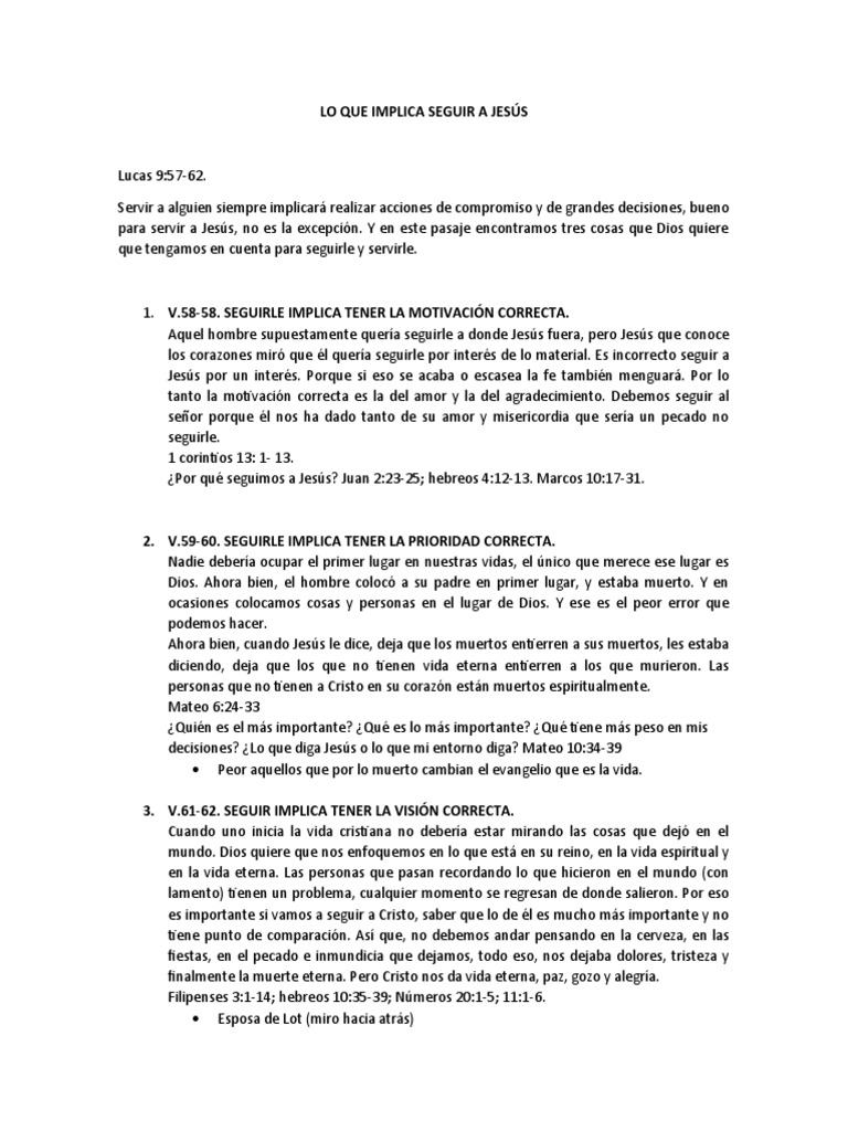 Lo Que Implica Seguir A Jesús | PDF | Jesús | Evangelio de Mateo