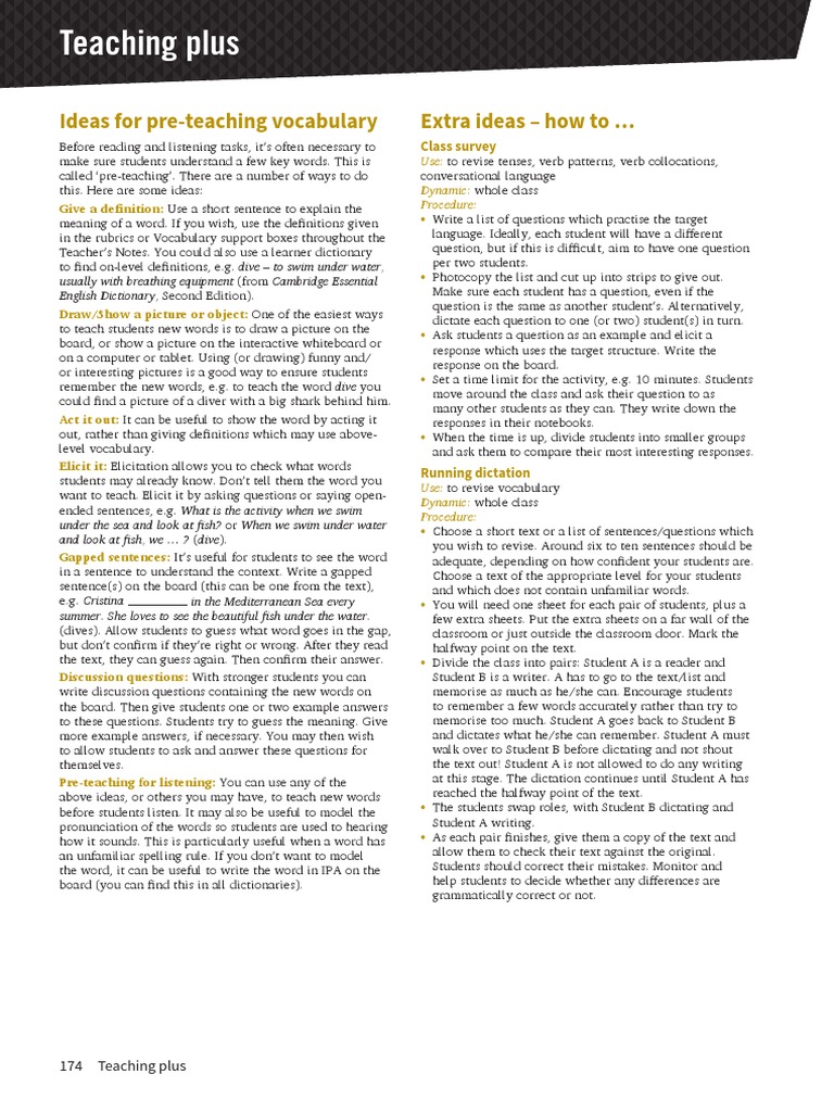 Teaching Plus: Extra Ideas - How To Ideas For Pre-Teaching Vocabulary ...