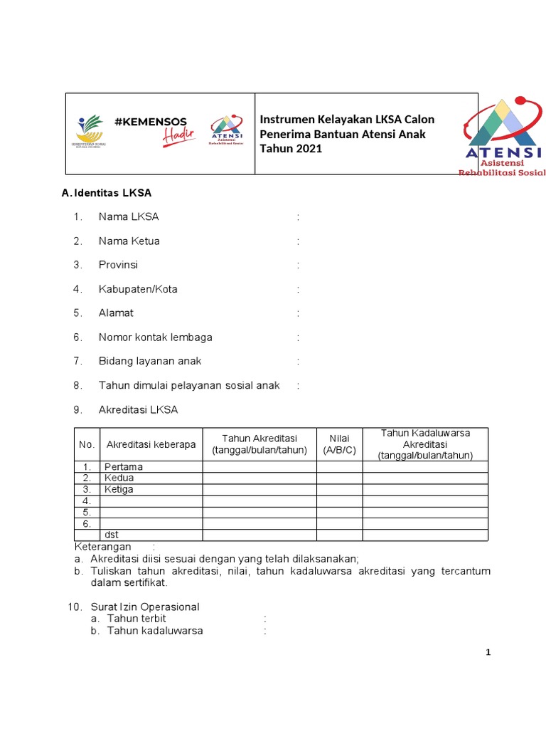 Instrumen Kelayakan Lksa 2021 | PDF