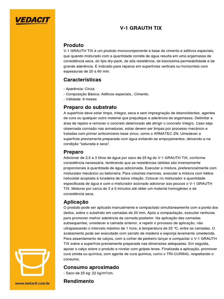 V-1 Grauth Tix | PDF | Argamassa (alvenaria) | Cimento