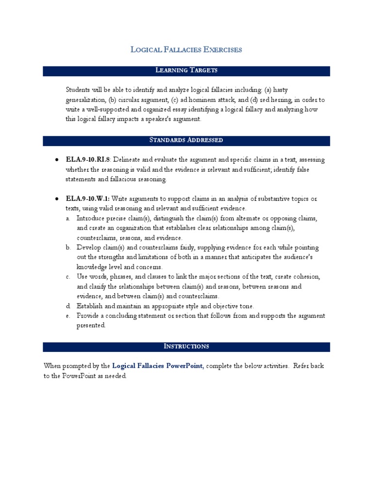 Logical Fallacies for Students | PDF | Argument | Fallacy