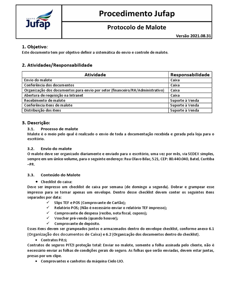 Protocolo de Malote | PDF | Recibo