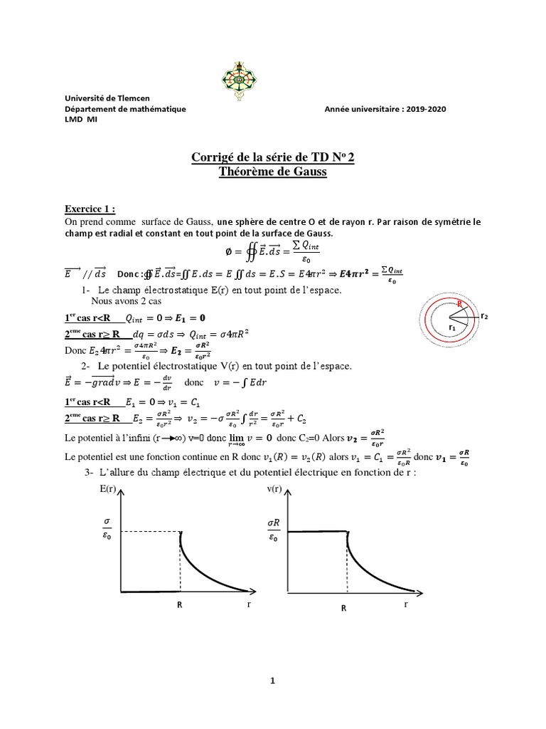TD 2 + Corrige | PDF | Électrostatique | Géométrie différentielle