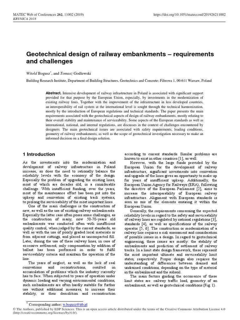 Geotechnical Design of Railway Embankments - Requirements and ...