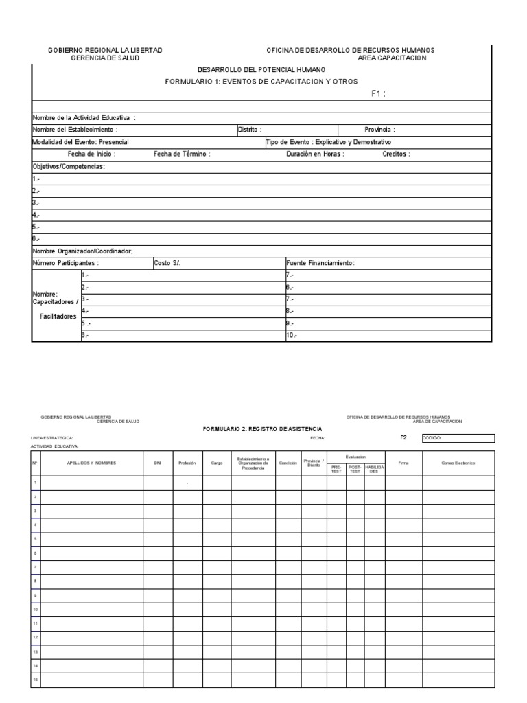 Formatos F1 y F2 | PDF