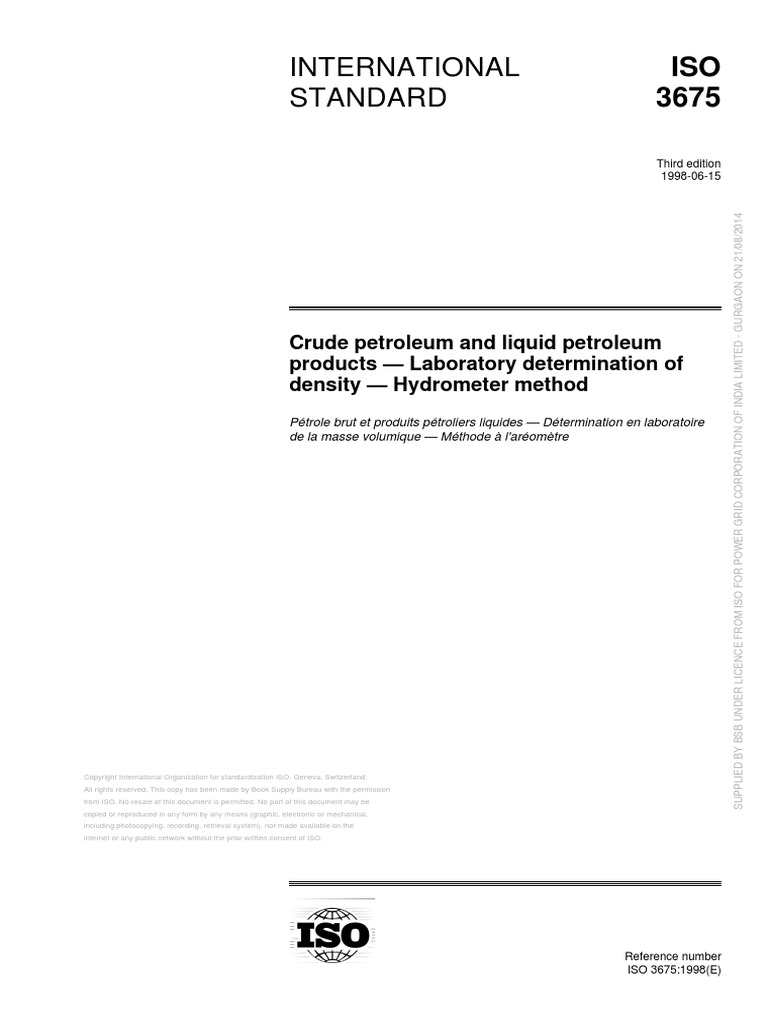 Iso3675 | PDF | Density | International Organization For Standardization