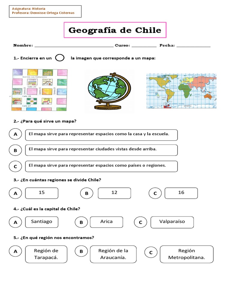 Guía Geografia de Chile 1° Basico | PDF