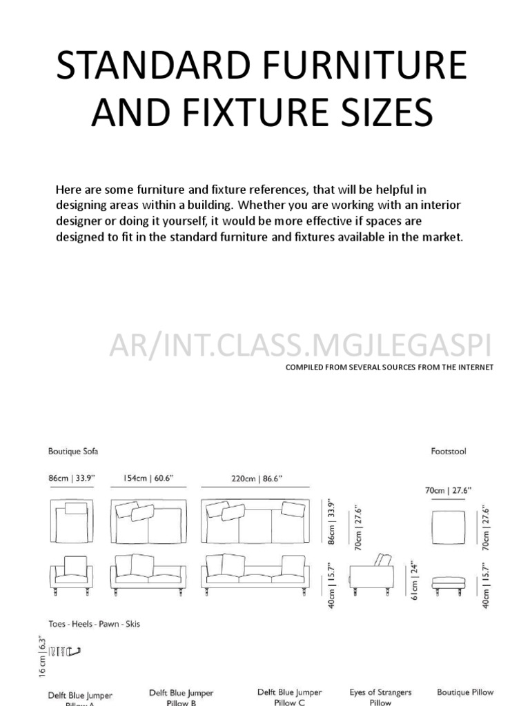 Standard Furniture and Fixture Sizes: Ar/Int - Class.Mgjlegaspi | PDF ...