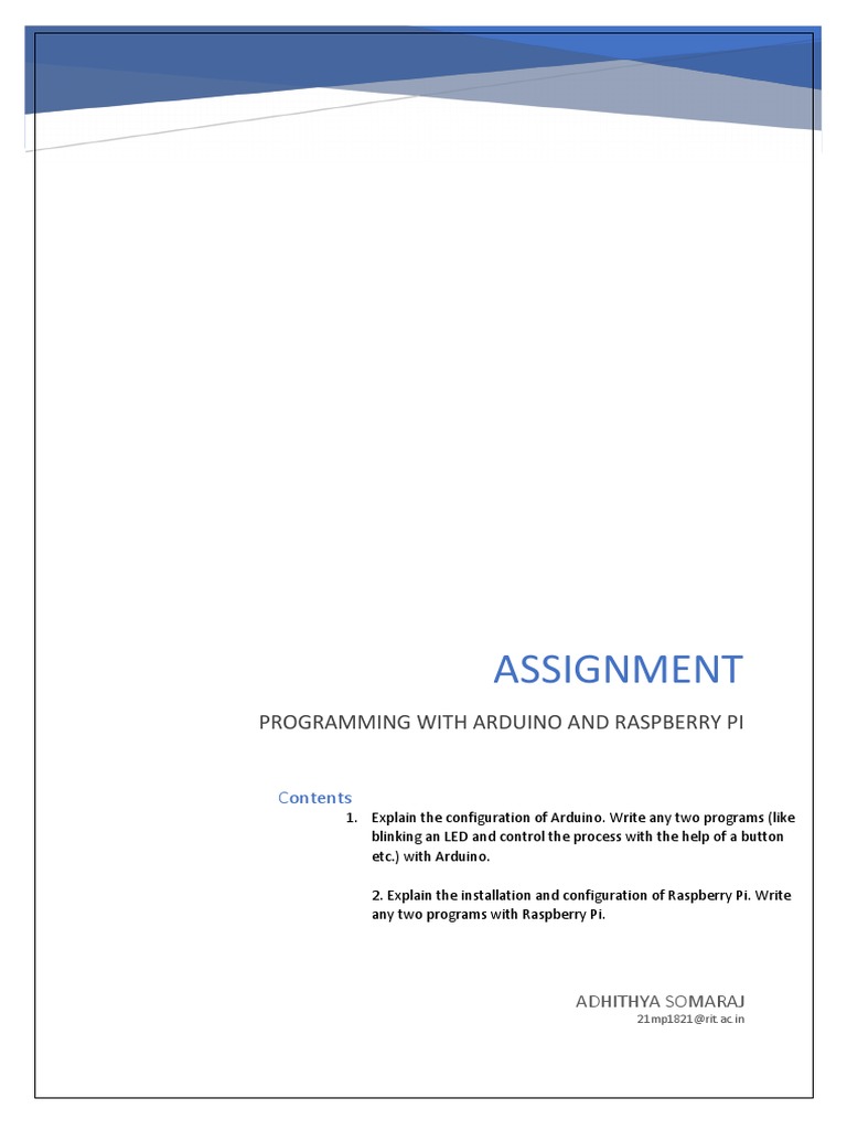 Assignment Programming With Arduino And Raspberry Pi Pdf Raspberry Pi Arduino 