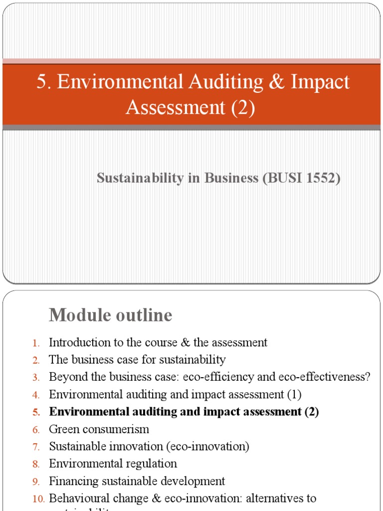 Environmental Auditing & Impact Assessment (2) : Sustainability in ...