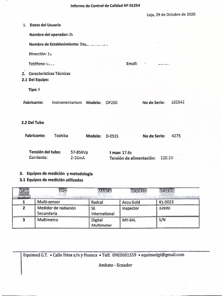 Ejemplo de Informe de Control de Calidad | PDF