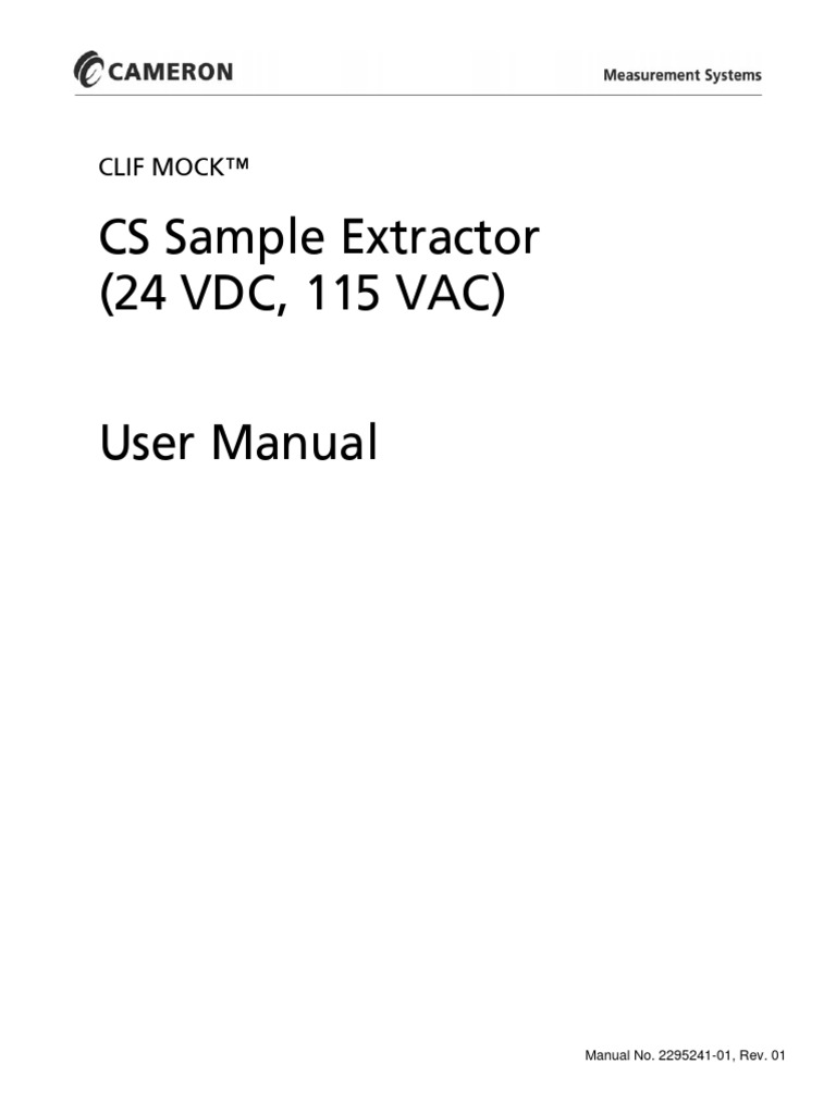 CS Sample Extractor (24 VDC, 115 VAC) User Manual: Clif Mock™ | PDF | Legal Liability