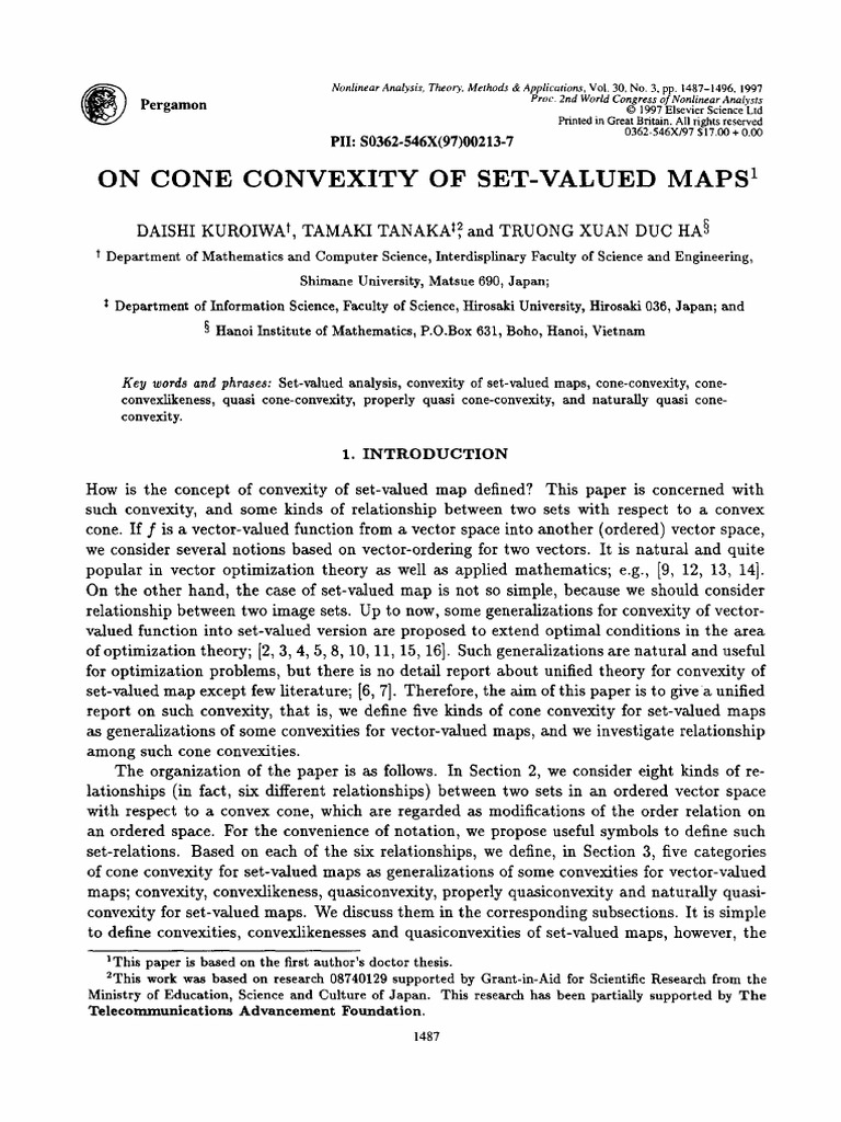 Kuroiwa1997 Cone Convexity | PDF | Convex Set | Mathematical Optimization