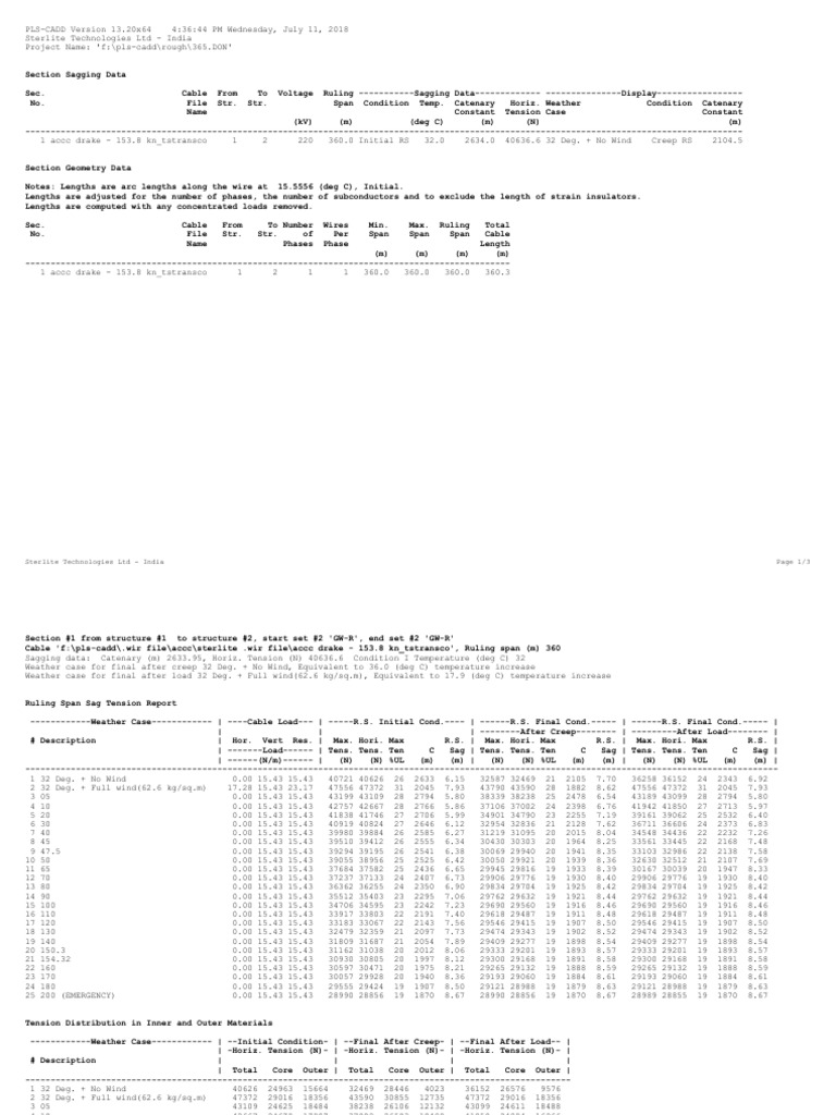 Sag Tension Report | PDF | Power Engineering | Electromagnetism
