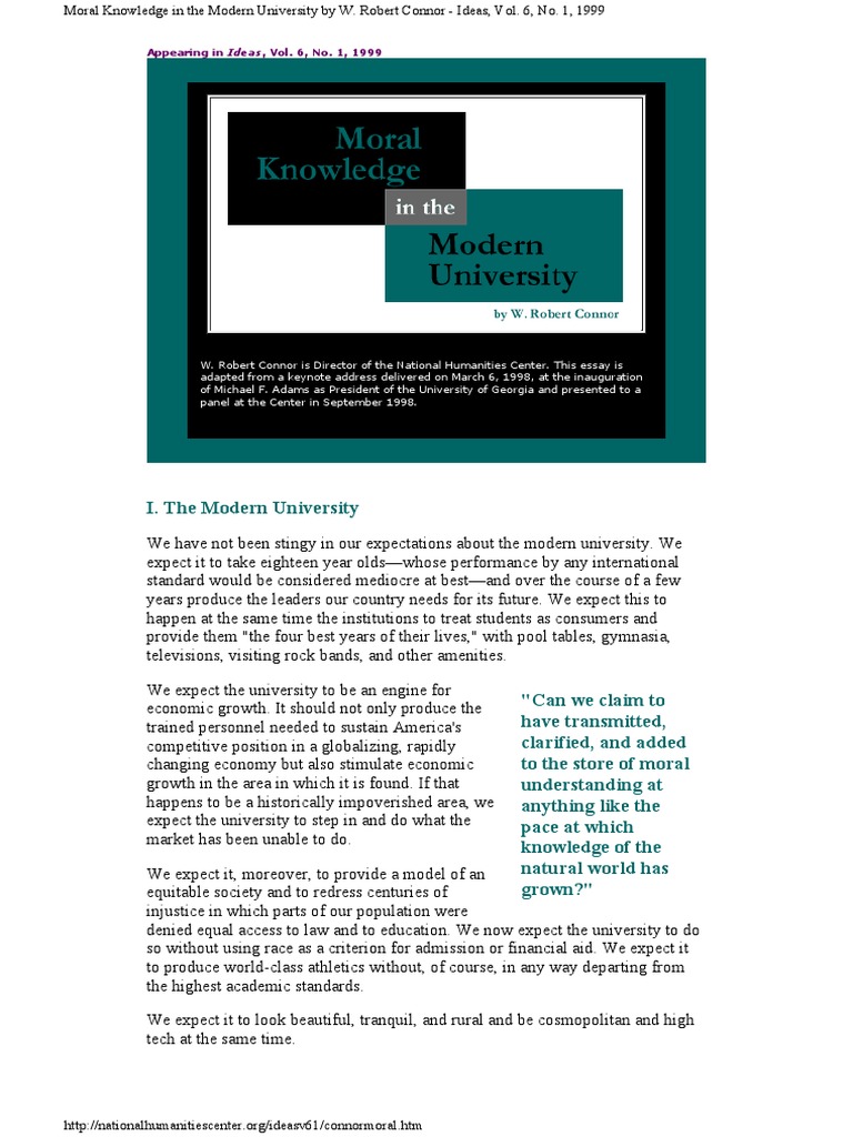 Connor - Moral Knowledge in Modern University | PDF | Plato | Socrates