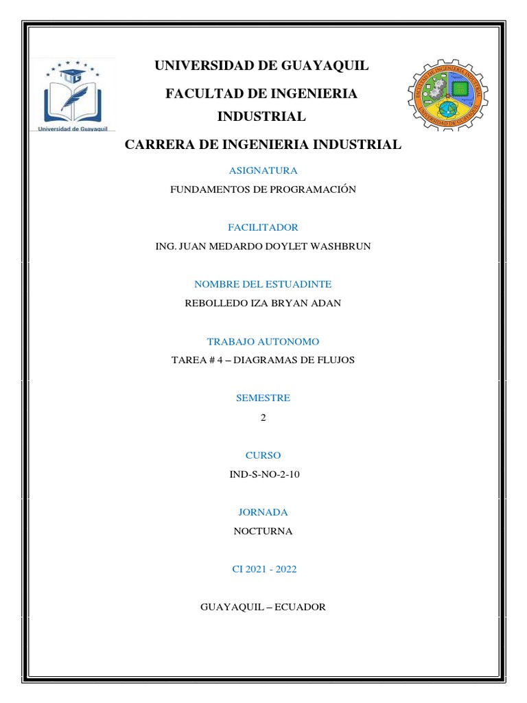 2do Parcial-TAREA 2-Diagramas de flujo-REBOLLEDO IZA BRYAN ADAN | PDF ...