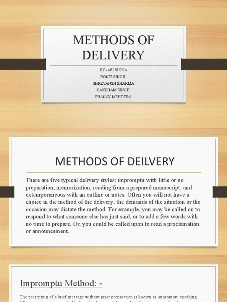 Methods of Delivery | PDF | Nonverbal Communication | Speech