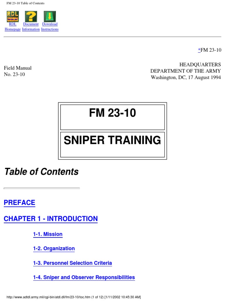 FM 23-10 Sniper | PDF | Sniper | Magazine (Firearms)
