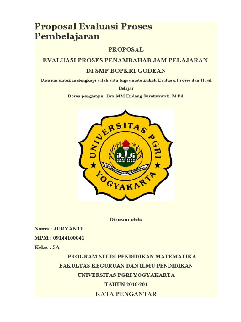 Proposal Evaluasi Proses Pembelajaran | PDF