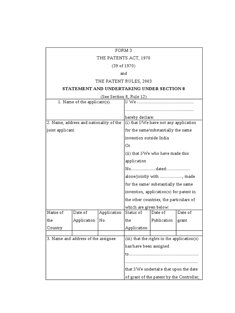 India Patent Form 3 | PDF | Patent | Glossary Of Patent Law Terms