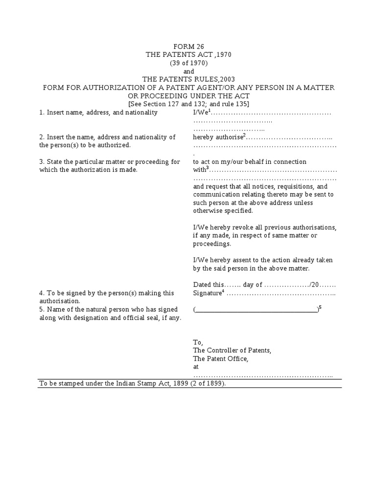 India Patent Form 26 | PDF | Government | Justice
