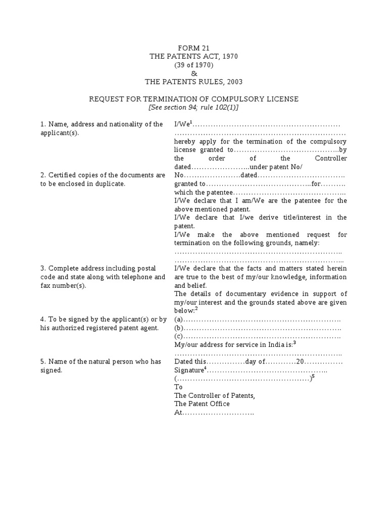 India Patent Form 21 | PDF | Glossary Of Patent Law Terms | Patent